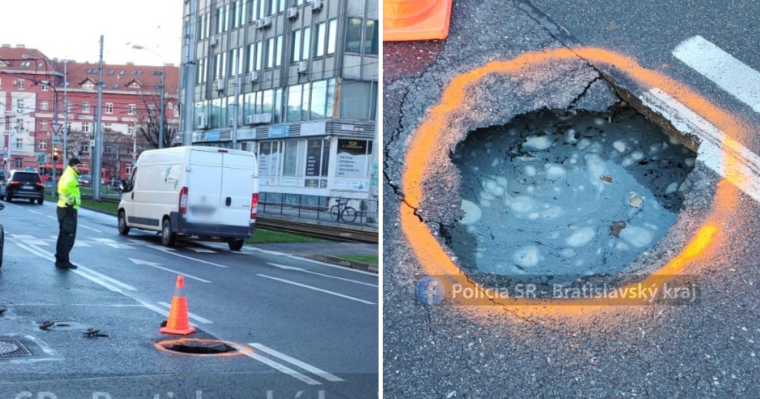 V Bratislave sa prepadla frekventovaná cesta. Situáciu na mieste rieši polícia | interez.sk