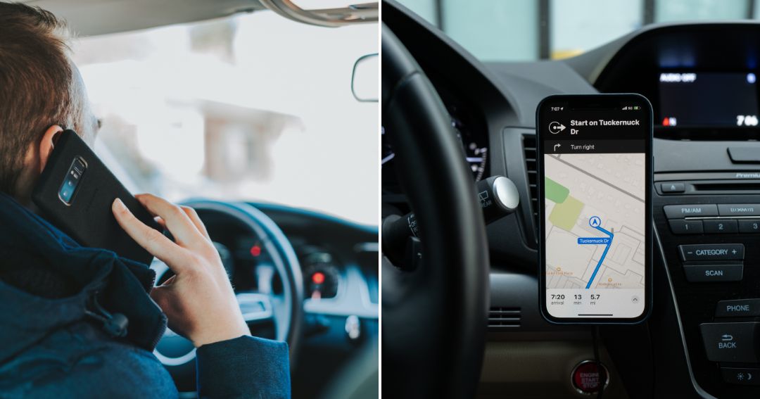 Obsluhovanie navigácie počas jazdy, či používanie mobilu v držiaku ...