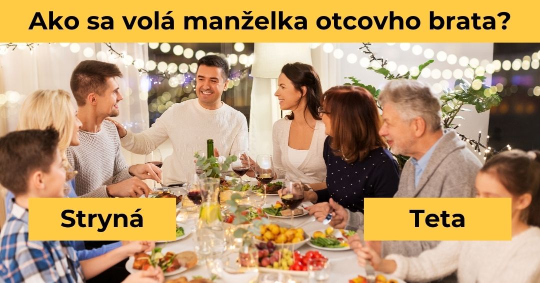Kvíz o príbuzenských vzťahoch: Kto je pre vás stryná, kmotor či sváko ...