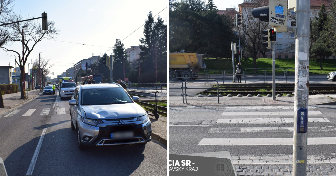 Nehoda v Bratislave: Do chodca vrazilo auto priamo na priechode, museli ho previezť do nemocnice ...