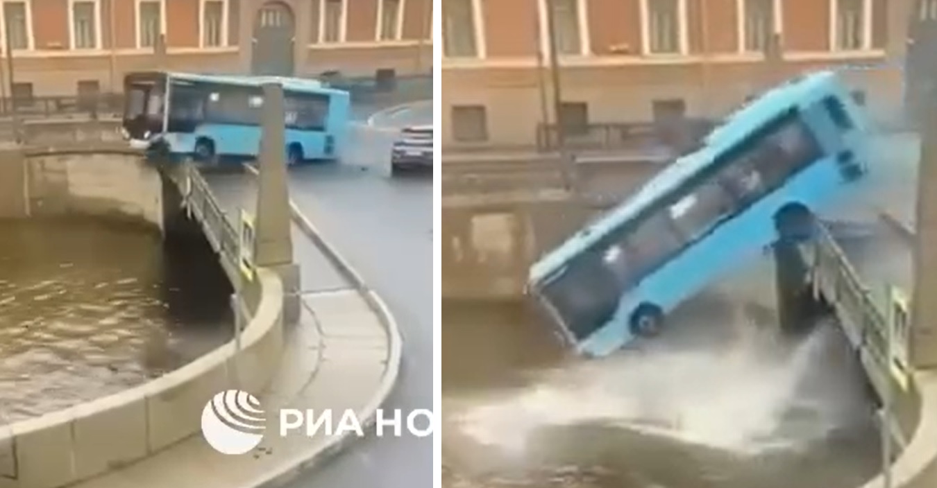 Najprv narazil do budovy, potom zrazil viacero áut: Autobus sa v Petrohrade zrútil z mosta do ...